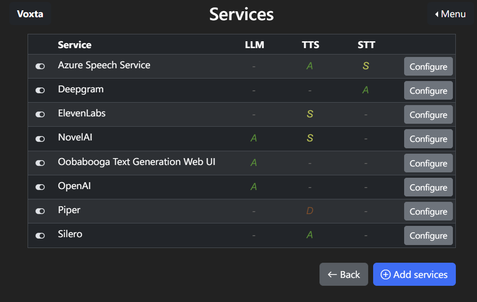 Services · Voxta Documentation
